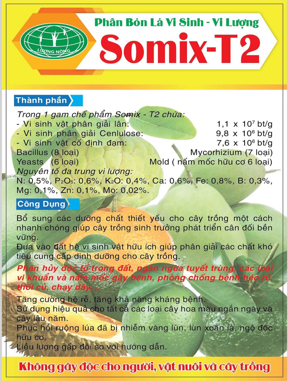 Somix T2 10gr – CÔNG TY TNHH SẢN XUẤT THƯƠNG MẠI LƯƠNG NÔNG